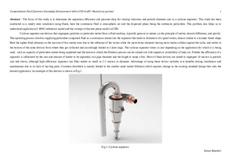 Pdf Determining Separation Efficiency And Pressure Drop For Varying Velocities And Anthracite
