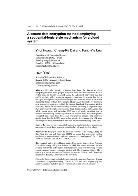 pdf a secure data encryption method employing a sequential logic