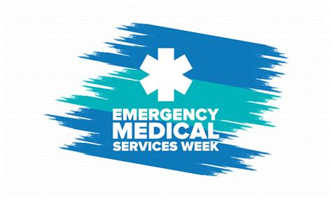 5 월 응급 의료 서비스 주간 미국에서 매년 축하 제어 및 보호 의료 의료 디자인 포스터 카드 배너 및 배경 벡터 일러스트레이션 5월에 대한 스톡 벡터 아트 및 기타 이미지