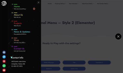 Super Floating And Fly Menu Sticky Side One Page Navigator Off Canvas Menu Plugin For
