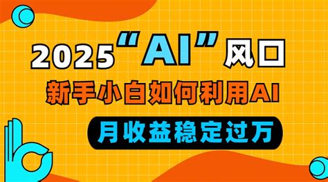 2025“ Ai ”风口，新手小白如何利用ai，每月收益稳定过万 老高项目网
