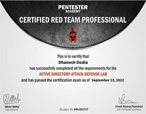 Dhanesh D On Linkedin Crtp Redteam Cybersecurity Activedirectory