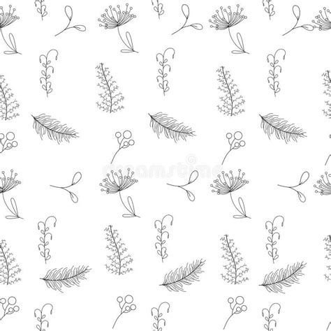 Pattern Of Different Grass Outline Vector Stock Vector Illustration