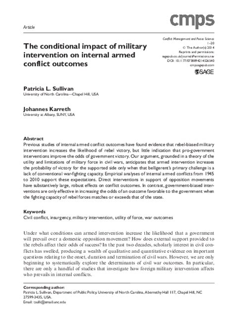Pdf The Conditional Impact Of Military Intervention On Internal Armed Conflict Outcomes