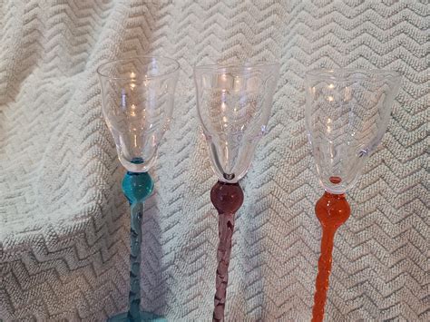 Rare 3 Piece Set Of Long Stem Shot Glasses With Twisted Stem 8 Inches Tall Etsy