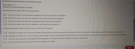 Solved B Identify The P Value From Part A And Interpret The Chegg Com