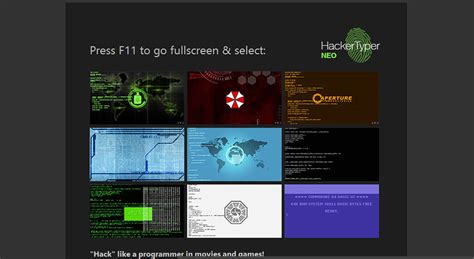 Hacker Typer Neo — симулятор хакера онлайн Белые окошки