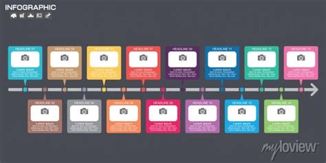 Timeline Infographic Chart With Many Color Vector Design Template