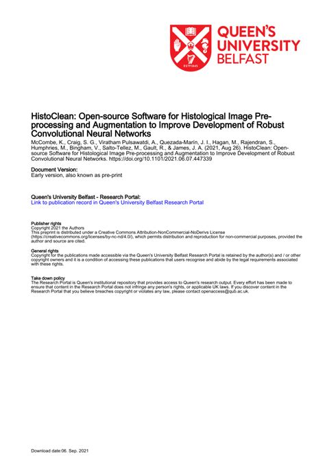 Pdf Histoclean Open Source Software For Histological Image Pre Processing And Augmentation To