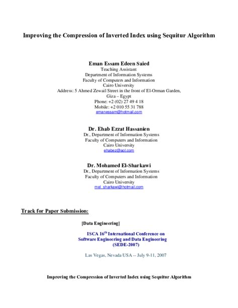 Pdf Improving The Compression Of Inverted Index Using Sequitur Algorithm