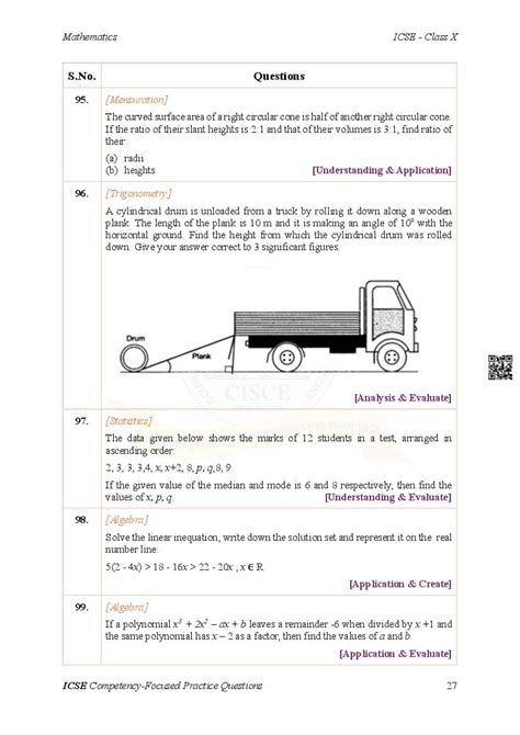 ICSE Competency Based Questions Mathematics Class Competency Practice Questions AglaSem