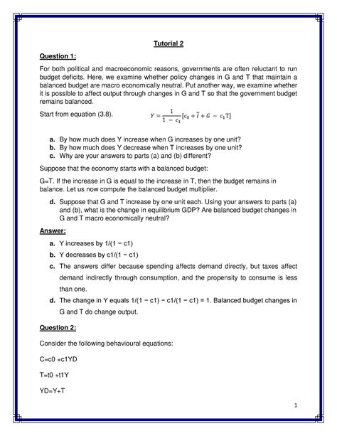 Tutorial 2 Im Intermediate Macroeconomics 1 Tutorial 2 Question 1 For Both Political And