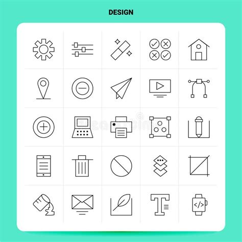 Outline 25 Design Icon Set Vector Line Style Design Black Icons Set Linear Pictogram Pack