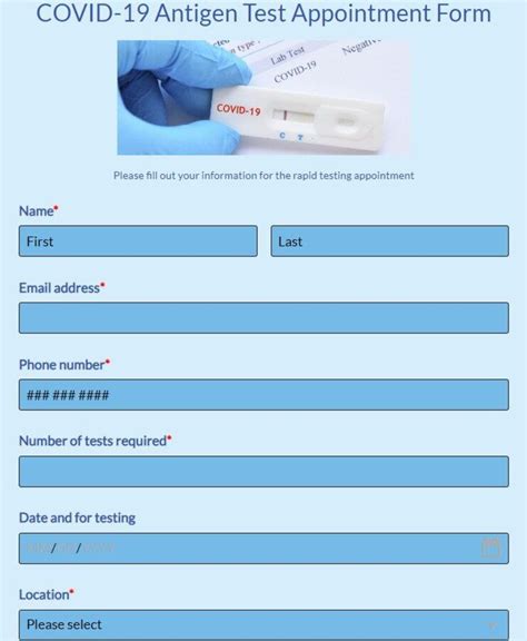 Free Covid 19 Antigen Test Appointment Form Template 123formbuilder