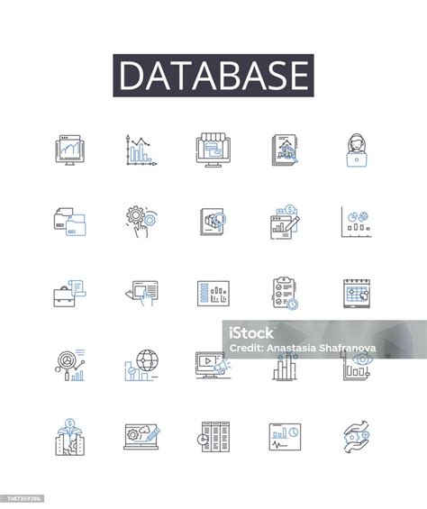 Database Line Icons Collection Vault Storage Safekeeping Holding Preservation Custody Security