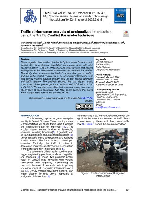 pdf traffic performance analysis of unsignalized intersection using
