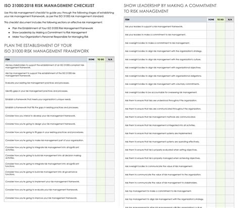 Iso 31000 Checklists Registers And Templates Smartsheet