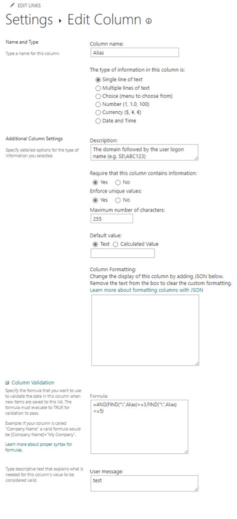 Column Validation That Checks If A Column Contains A Backslash Microsoft Qanda