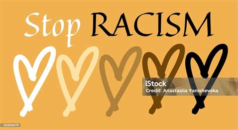 흑인의 삶은 중요합니다 인종차별을 중지하십시오 인종차별 텍스트 그림에 아니오 편지 텍스트와 혼합 인종 색깔 의 마음 사회 운동가 인권 항의 인용 인종차별 반대주의에 대한