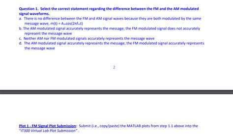 Solved Part 1 Fm Modulation Message Or Modulating Signal