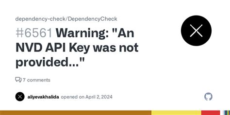 Warning An Nvd Api Key Was Not Provided · Issue 6561