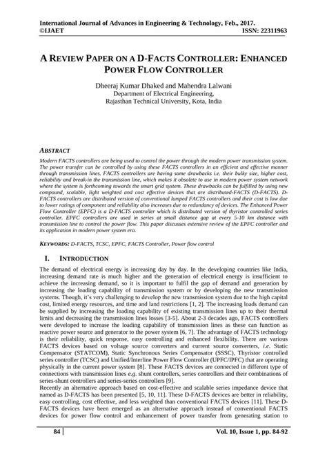 Pdf A Review Paper On A D Facts Controller Enhanced … · Comparison With Conventional Facts