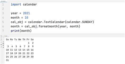 Python Calendar — Tutorialbrain