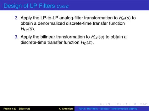 warping concept iir filters bilinear transformation method pdf