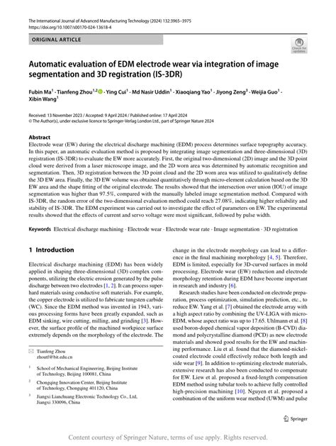 Automatic Evaluation Of Edm Electrode Wear Via Integration Of Image
