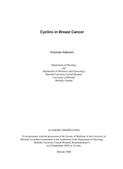 Tissue Microarray Tma Technique Cyclins In Breast Cancer
