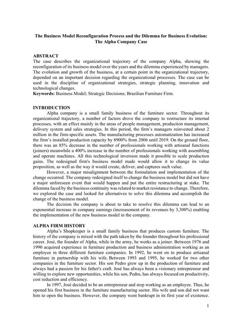 Pdf The Business Model Reconfiguration Process And The Dilemma For