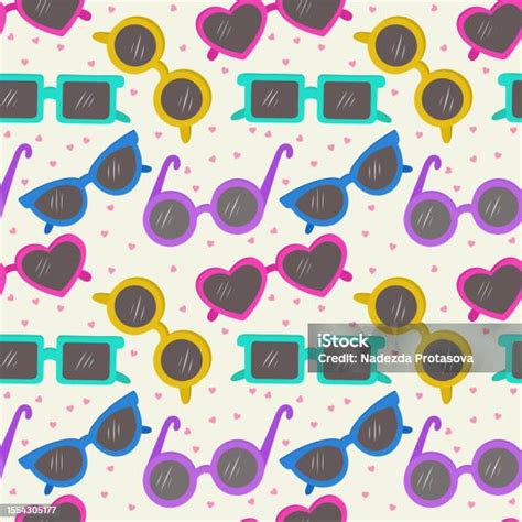 선글라스를 끼고 있는 벡터 이음새가 없는 패턴 미니멀리스트 스타일의 세련된 배경 해양과 여름 그림입니다 개성 개념에 대한 스톡 벡터 아트 및 기타 이미지 Istock