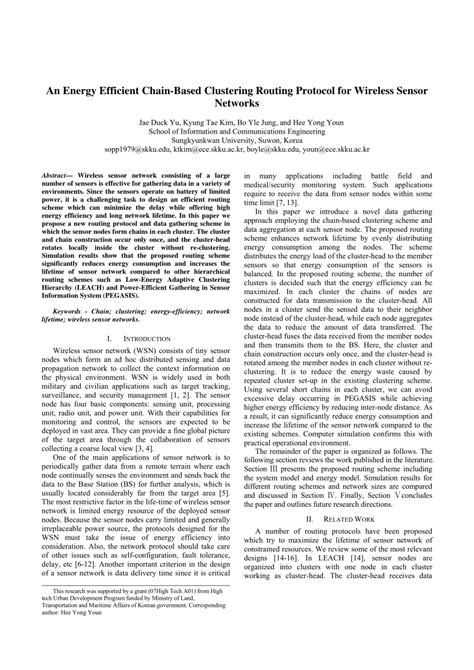 Pdf An Energy Efficient Chain Based Clustering Routing Protocol For