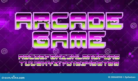 Arcade Game Alphabet Font Pixel Letters Numbers And Symbols Outer Space Pixel Background