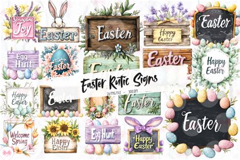 Easter Rustic Signs Clipart Graphic By Markicha Art · Creative Fabrica