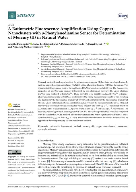 Pdf A Ratiometric Fluorescence Amplification Using Copper