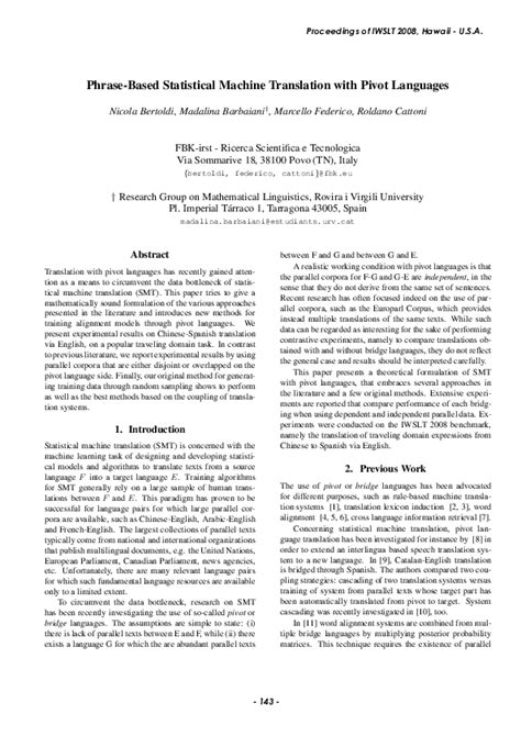 Pdf Phrase Based Statistical Machine Translation With Pivot Languages