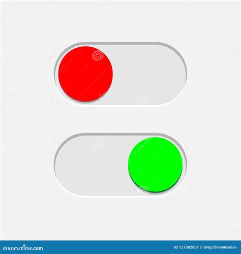 Green On And Red Off Toggle Switch Buttons Isolated On Gray Background Vector Design Element