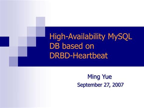 Ppt High Availability Mysql Db Based On Drbd Heartbeat Powerpoint