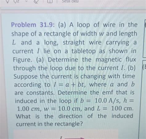 Solved Problem 31 9 A A Loop Of Wire In The Shape Of A