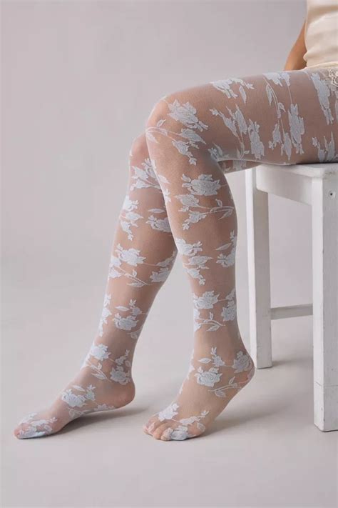Rose Lace Tights Urban Outfitters