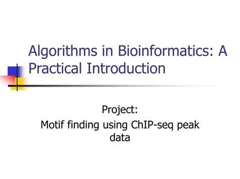 Ppt Algorithms In Bioinformatics A Practical Introduction Powerpoint Presentation Id9533890
