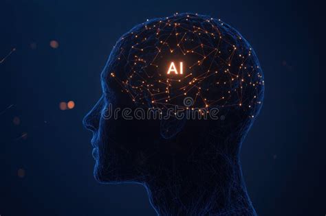Digital Human Brain With Glowing Neural Network And AI Text Symbolizing Artificial Intelligence