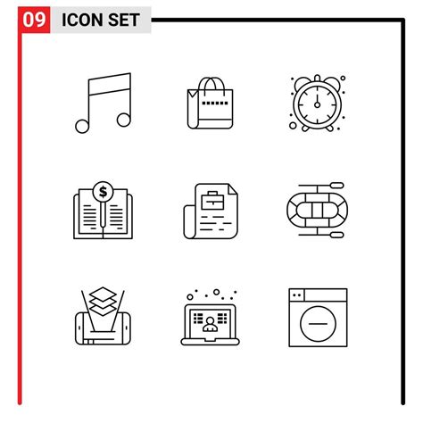 Group Of 9 Outlines Signs And Symbols For Bag Job Productivity Document