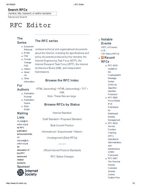 rfc editor the rfc series the series notable events pdf internet