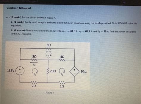 Solved Question Marks A Marks For The Circuit Chegg Com