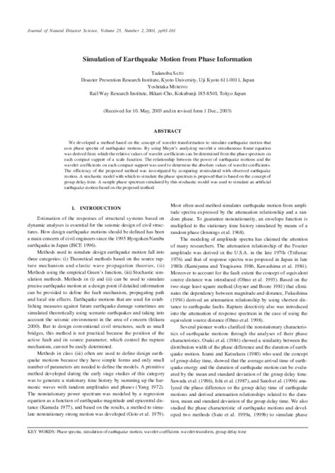 Pdf Simulation Of Earthquake Motion From Phase Information