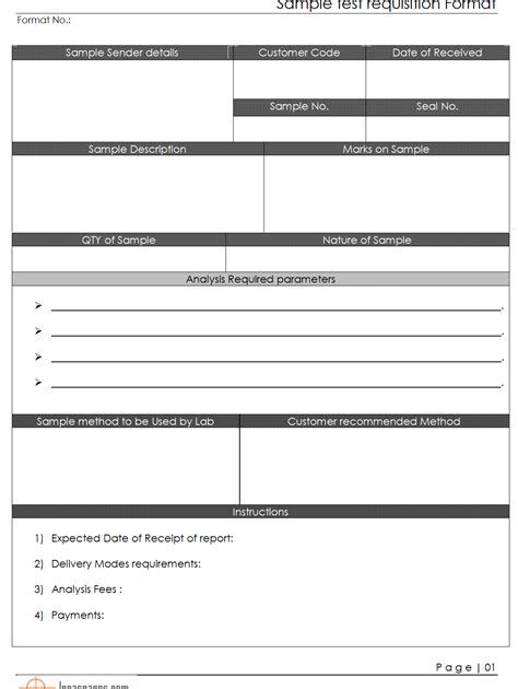 Sample Test Requisition Format Format Report Samples Word Document Download