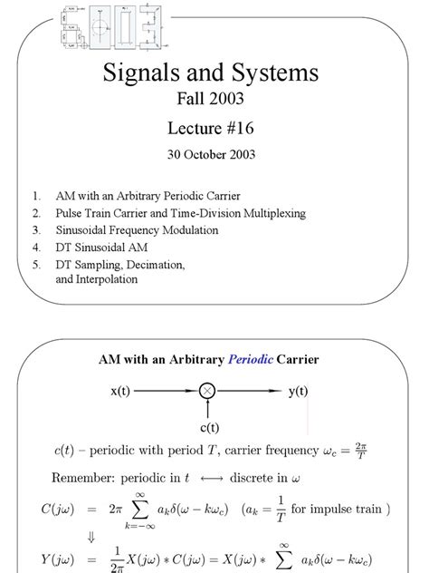 Signal And System Lecture 16 Pdf Frequency Modulation Modulation