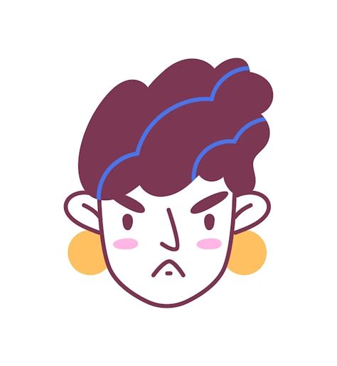 여성 헤어스타일 도들 아바타 갈색 곱슬머리를 가진 젊은 소녀 패션과 스타일 소셜 네트워크와 메신저를 위한 스티커 백색 배경에 고립된 만화 평평한 ⁇ 터 일러스트레이션